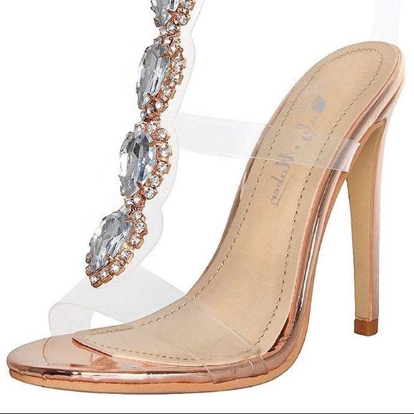 Shoes | Clear Stiletto Heels With Gem Rhinestones | Poshmark